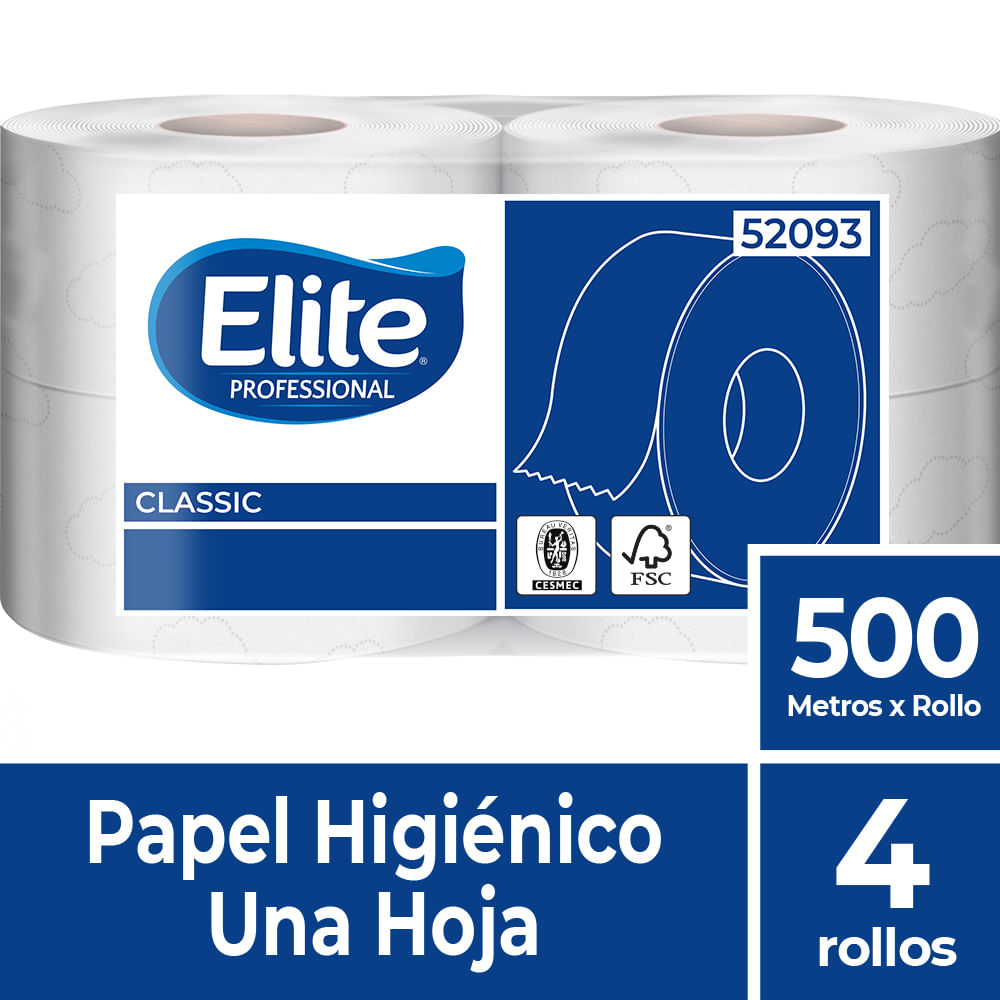 Papel Higienico Rollo Una Hoja 1 Pq x 4 Un x 500 Mts Elite Professional ...