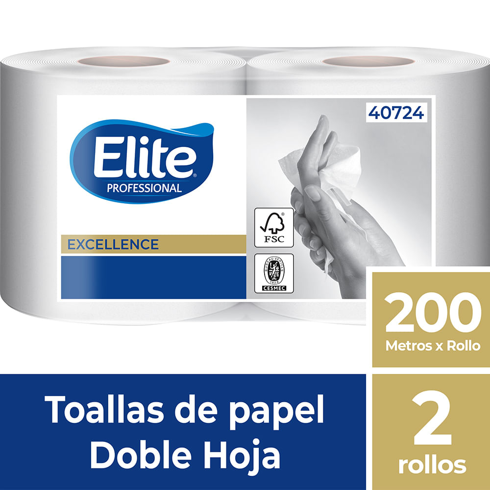 Toalla Rollo Doble Hoja 1 Pq x 2 Un x 200 Mts Elite Professional ...